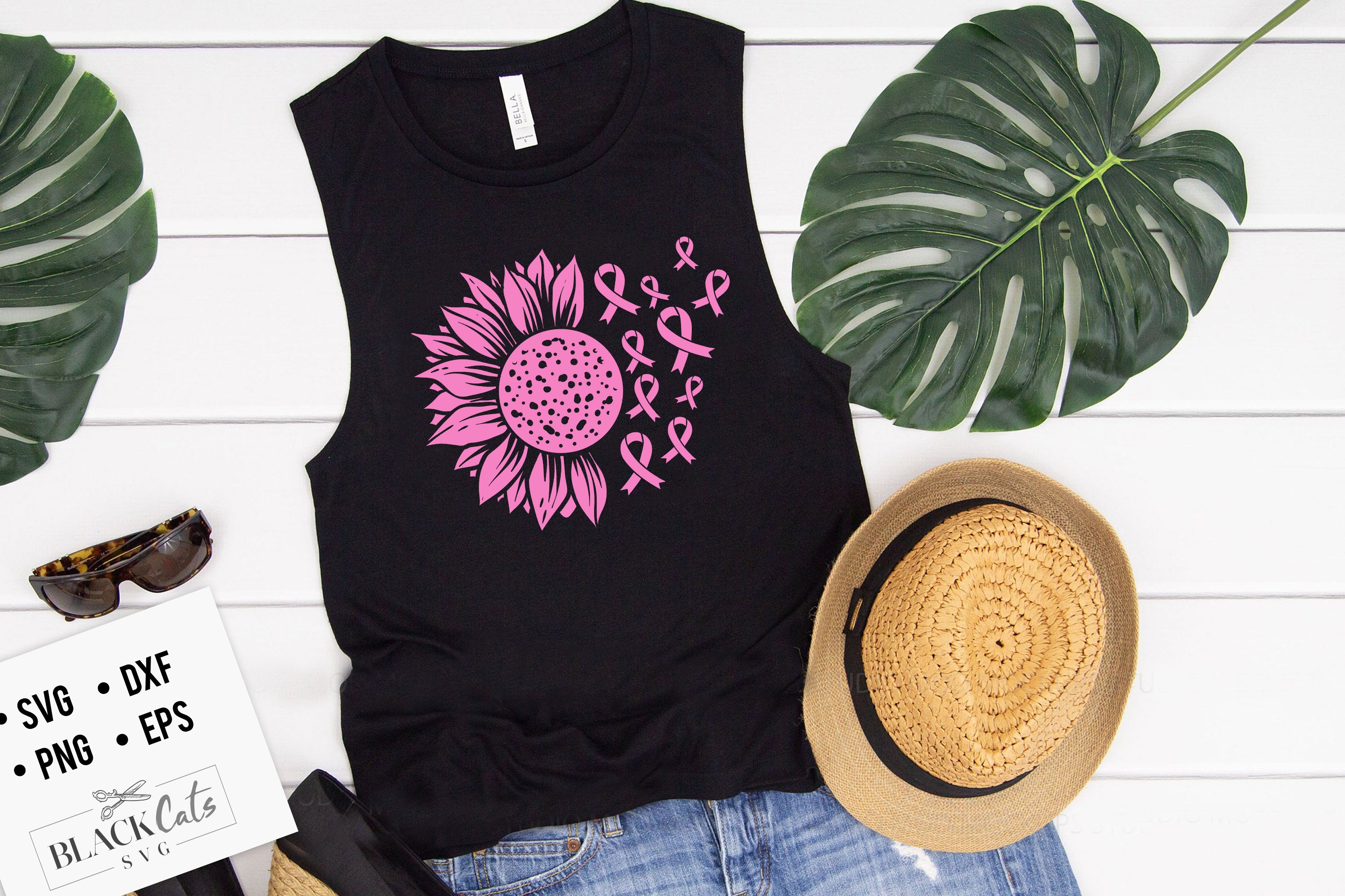 Cancer awareness sunflower SVG file – BlackCatsSVG