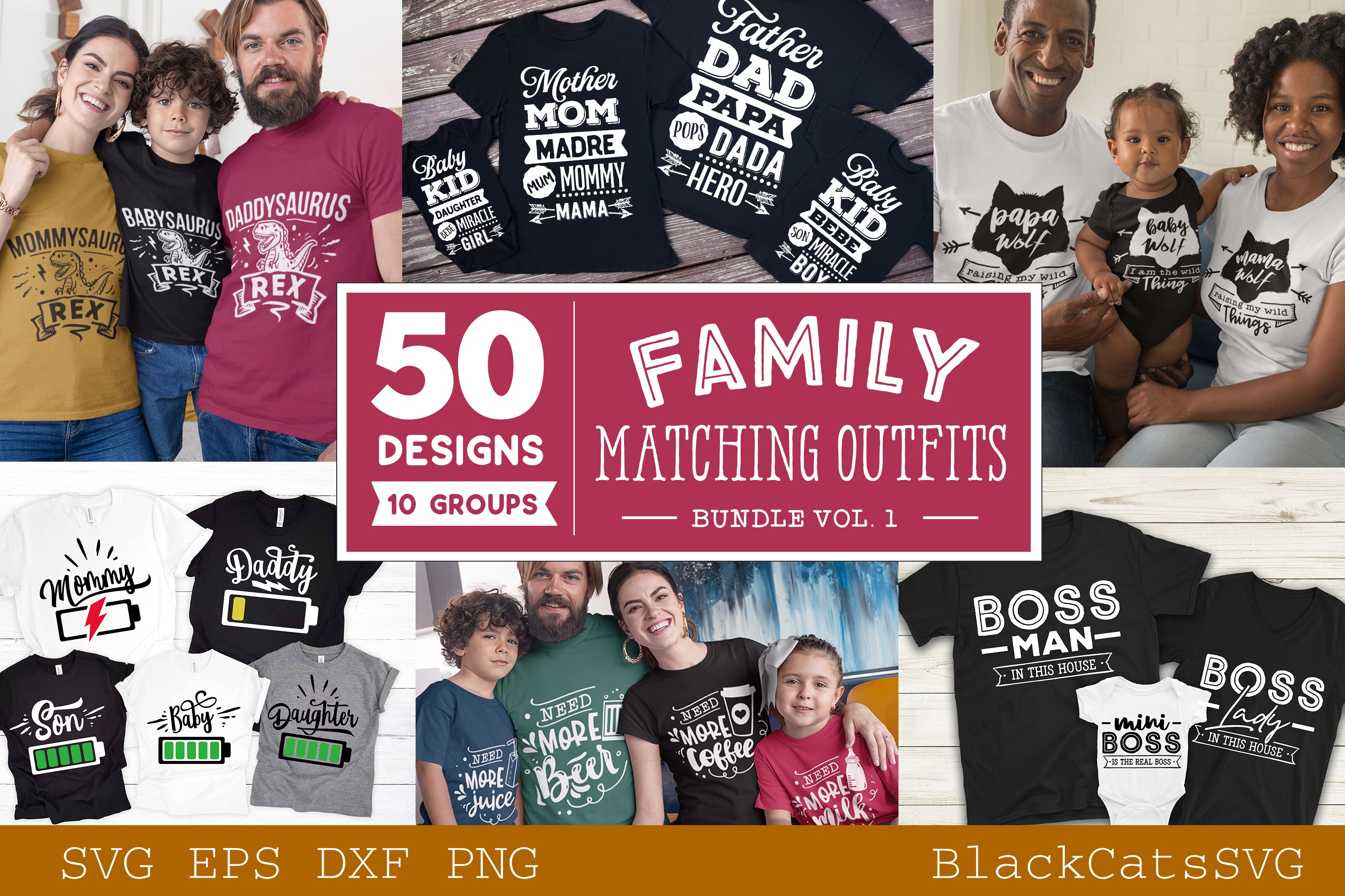 Family matching outfits SVG bundle 50 designs vol 1 – BlackCatsSVG