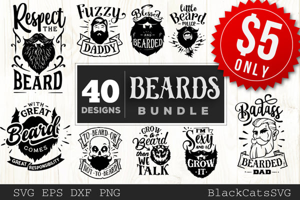 Beards SVG bundle 40 designs – BlackCatsSVG