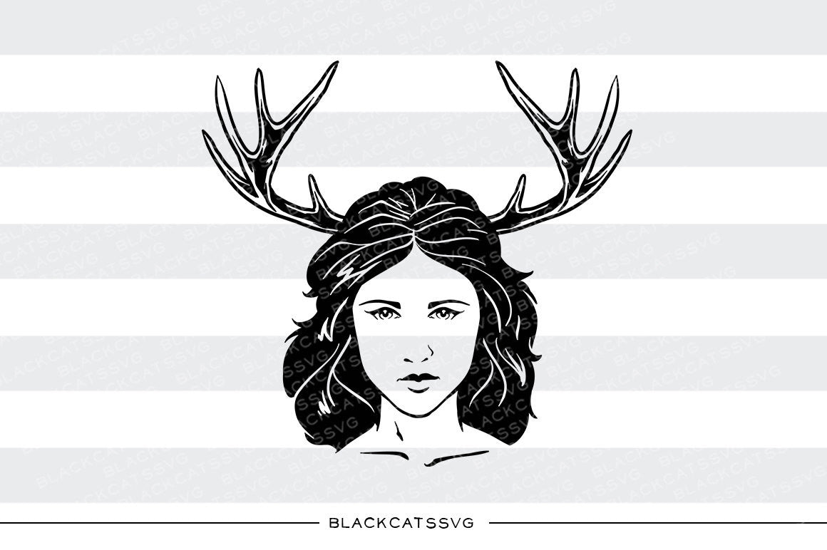Girl and antlers - SVG file Cutting File Clipart in Svg, Eps, Dxf, Png ...