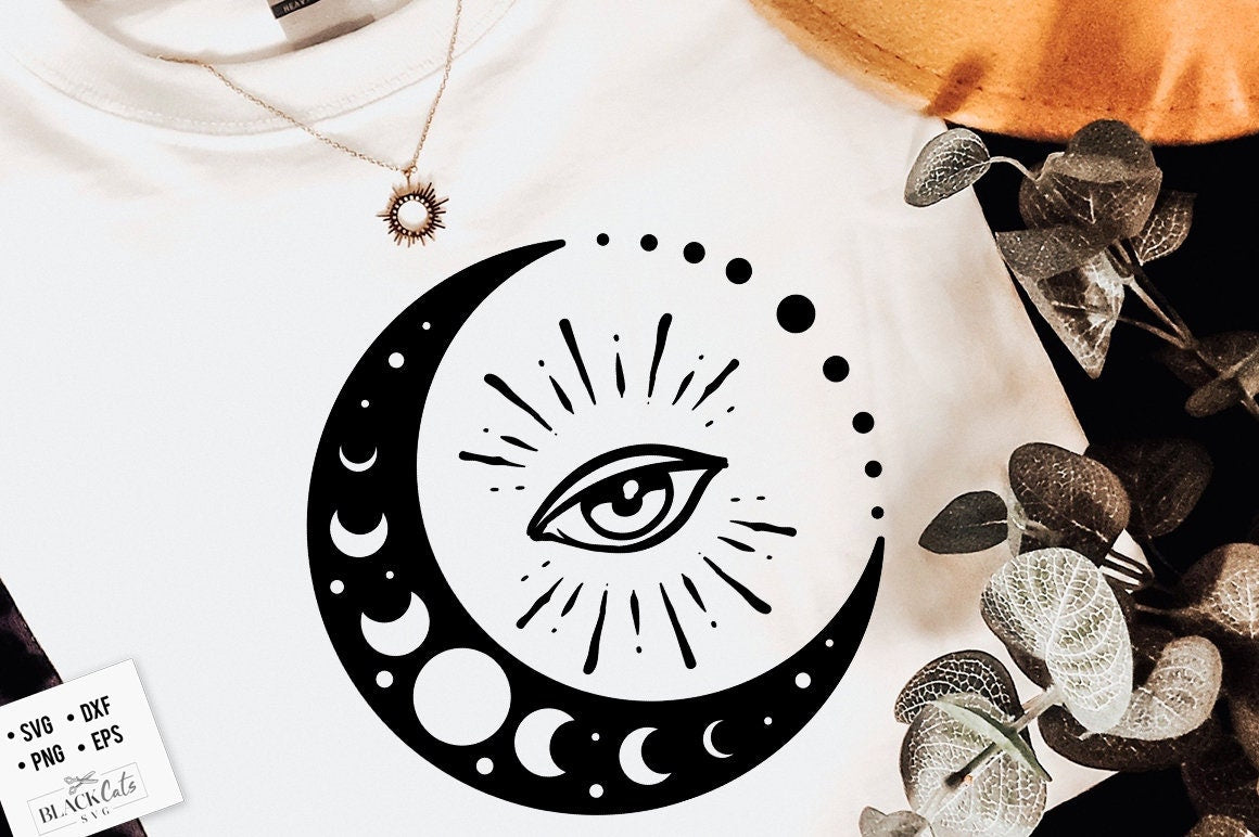 Moon phases SVG, Crescent moon svg, Magic illustration svg, Witchcraft ...