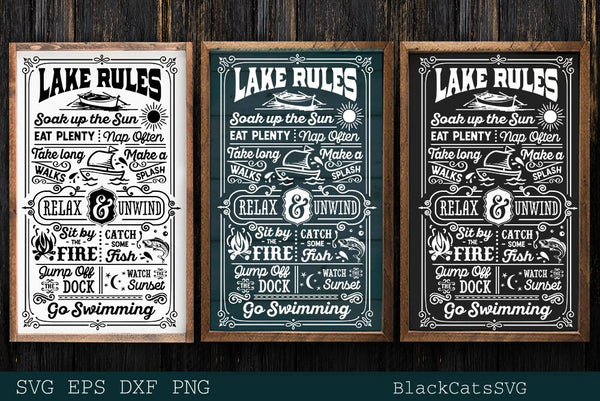 Lake rules svg, Welcome to the lake svg, Lake vintage poster svg, Outd ...