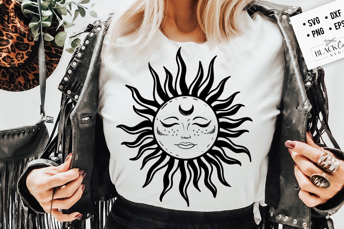 Sun and moon SVG, Sun svg, Magic illustration svg, Witchcraft svg, Boh ...