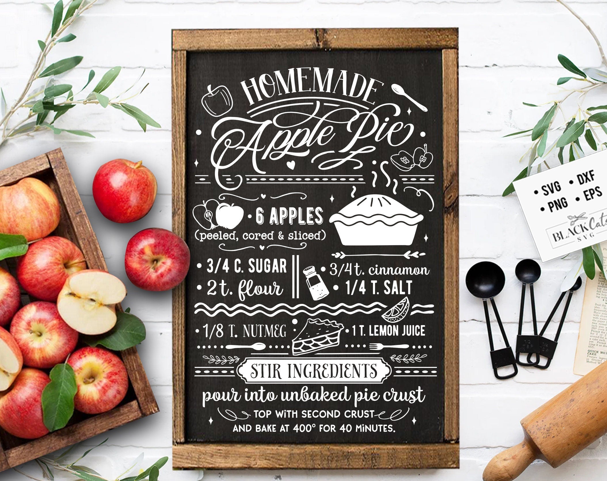Apple pie recipe svg, Homemade apple pie svg, Fall recipe svg, Autumn ...