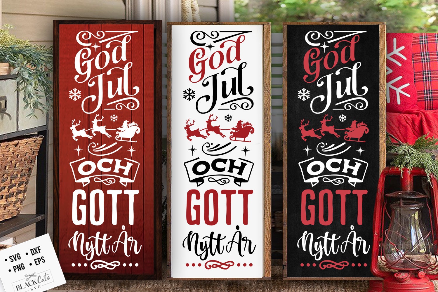 God Jul svg, God jul porch sign svg, Scandinavian Christmas svg, God J ...