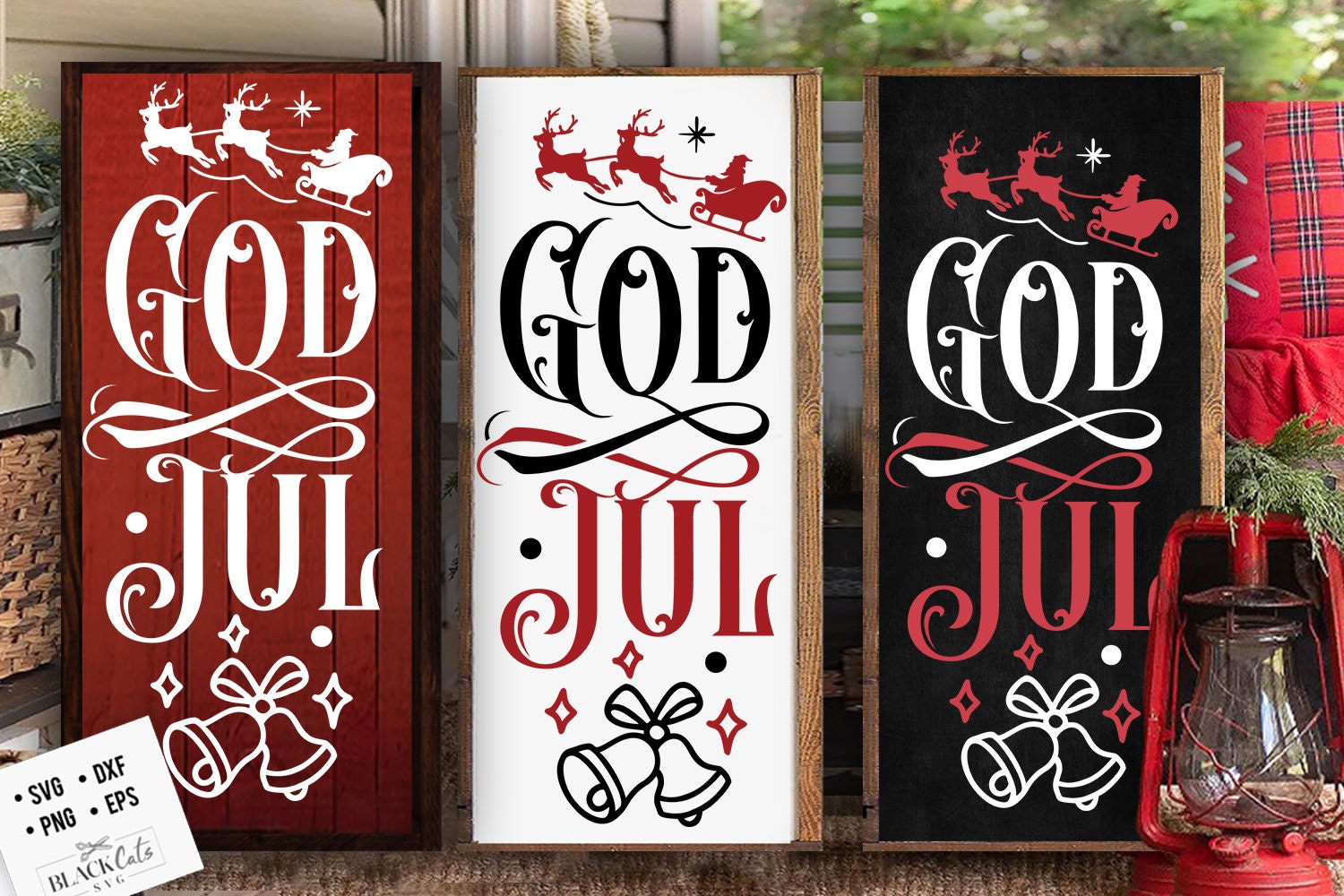 God Jul svg, God jul porch sign svg, Scandinavian Christmas svg, God J ...